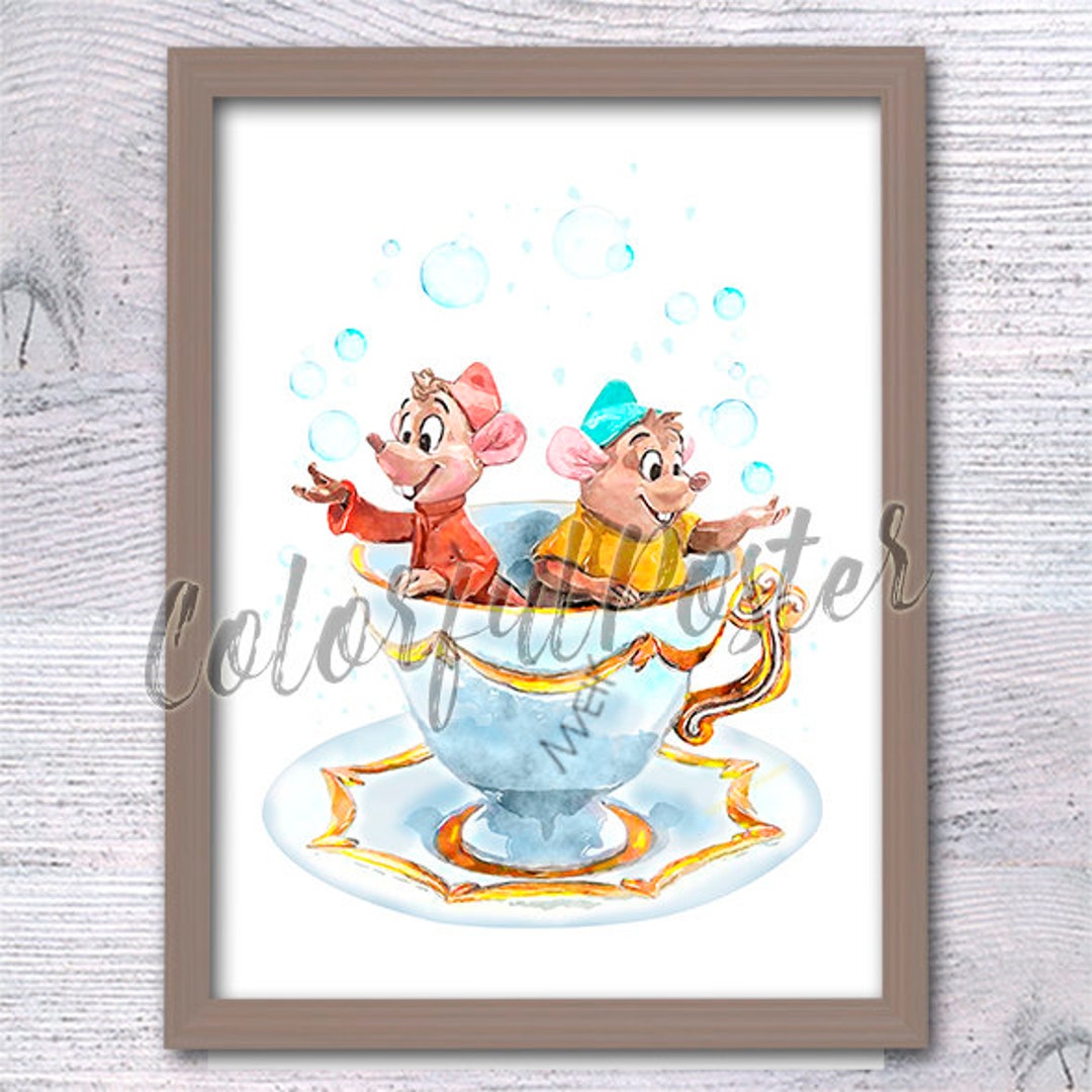 Jaq and Gus Print Cinderella Poster Wall Decor Jaq and Gus Poster ...