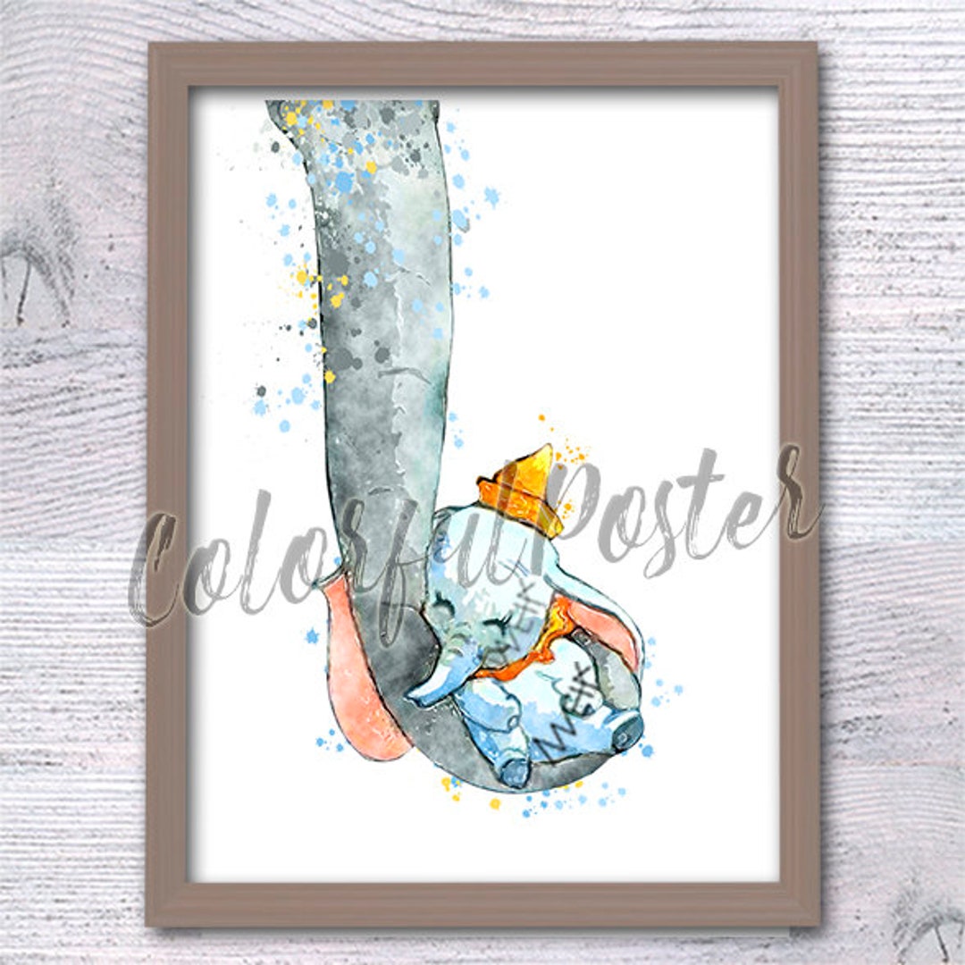 Dumbo Print Dumbo Baby Dumbo and Mother Mum Trunk Dumbo Wall Decor ...
