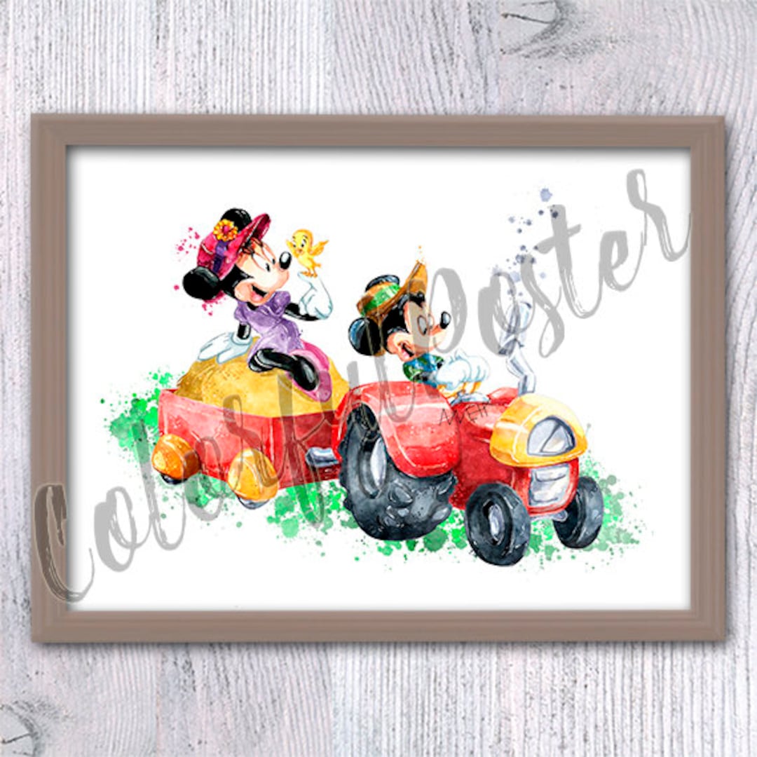 Mickey and Minnie Mouse Farm Watercolor Print: Nursery Decor V575 - Etsy