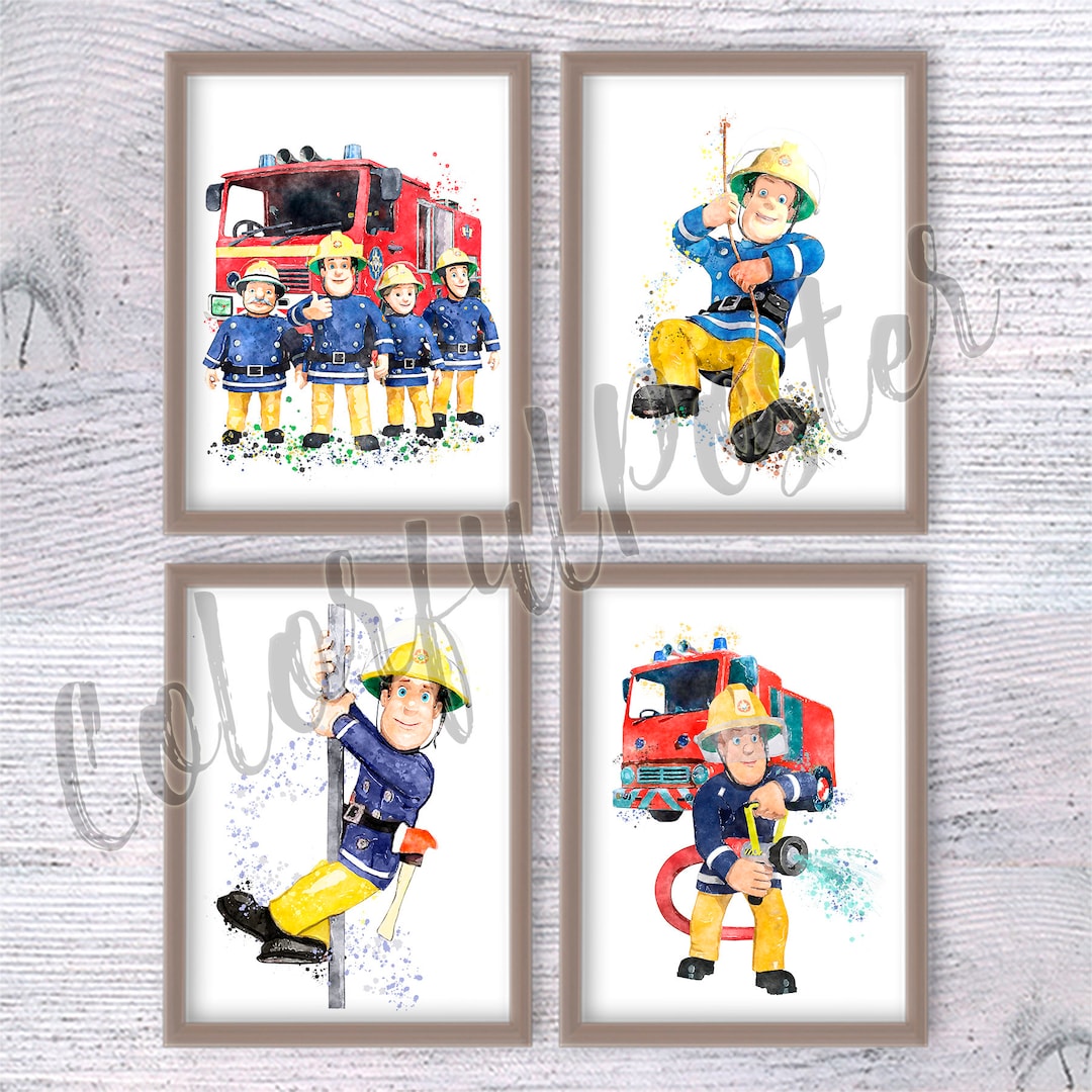 Fireman Sam Poster Set of 4 Fireman Sam Wall Decor Fellow Firefighters ...