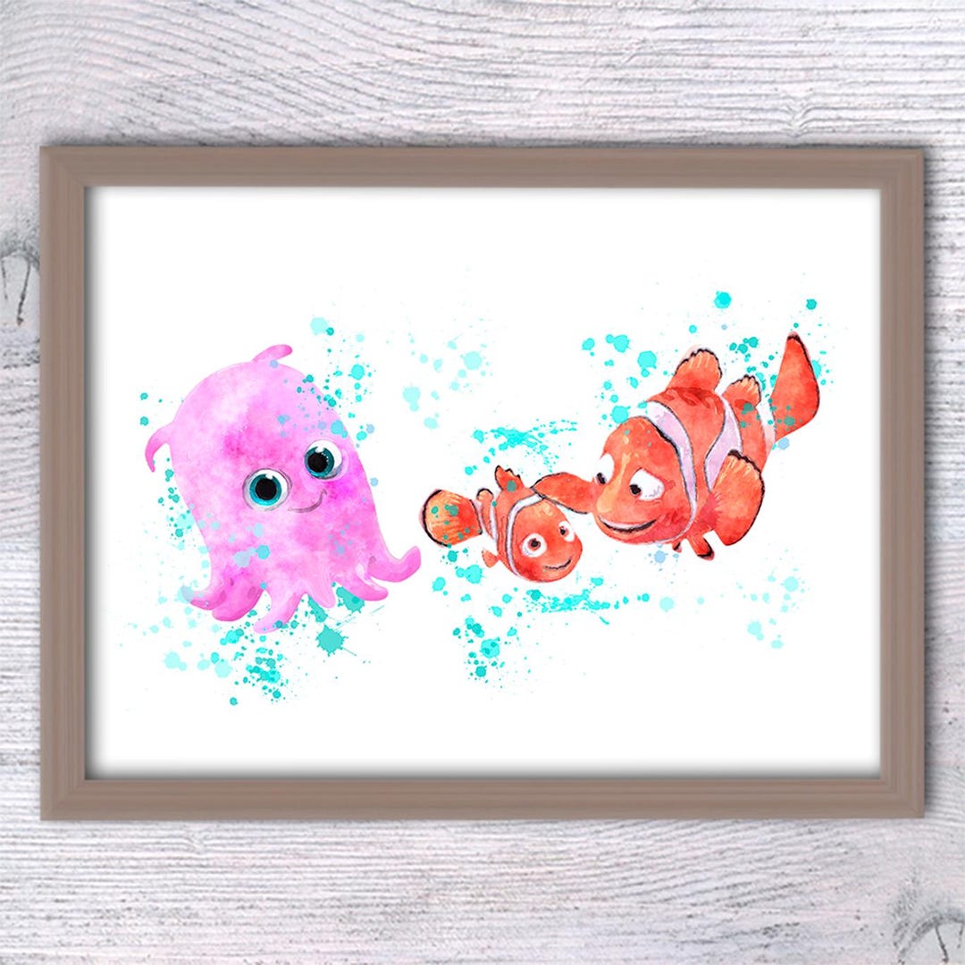 Finding Nemo Art Print, Undersea Nursery Decor, Marlin and Friends V92 ...