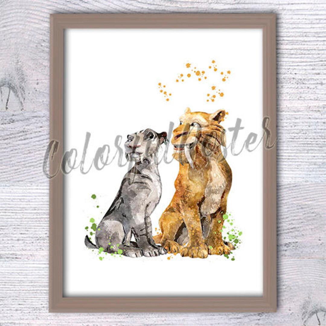 Ice Age Print Ice Age Poster Ice Age Wall Decor Diego and Shira Print ...