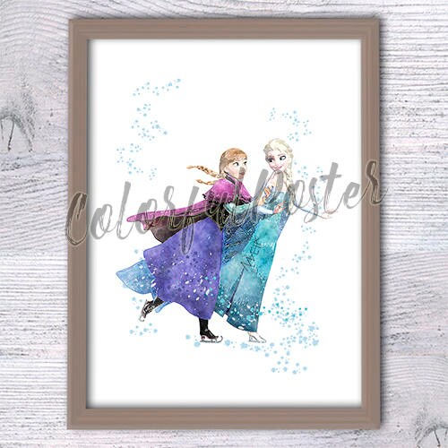 Frozen Anna and Elsa Poster Princess Elsa and Anna Print Baby - Etsy