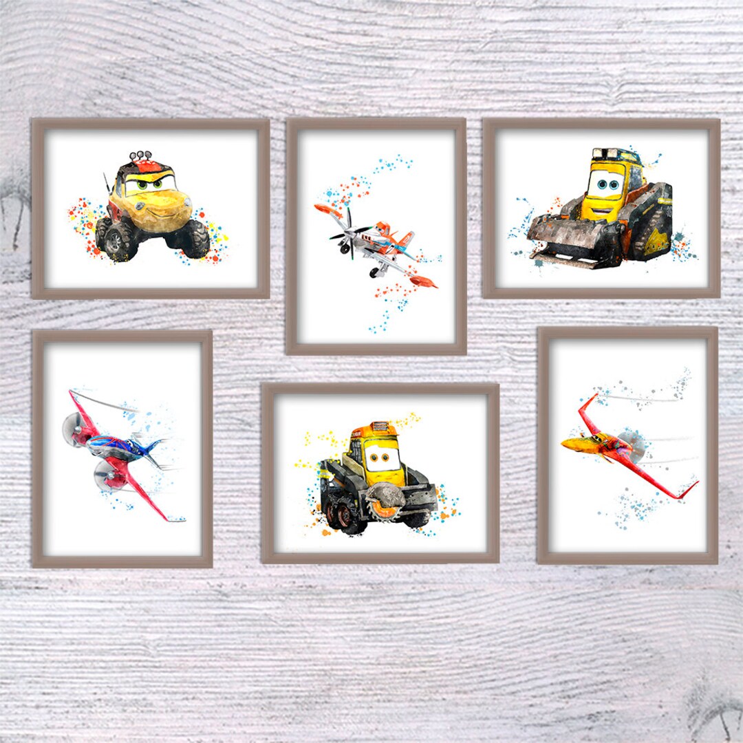 Planes Poster Set of 6 Planes Wall Decor Planes Print Planes Watercolor ...