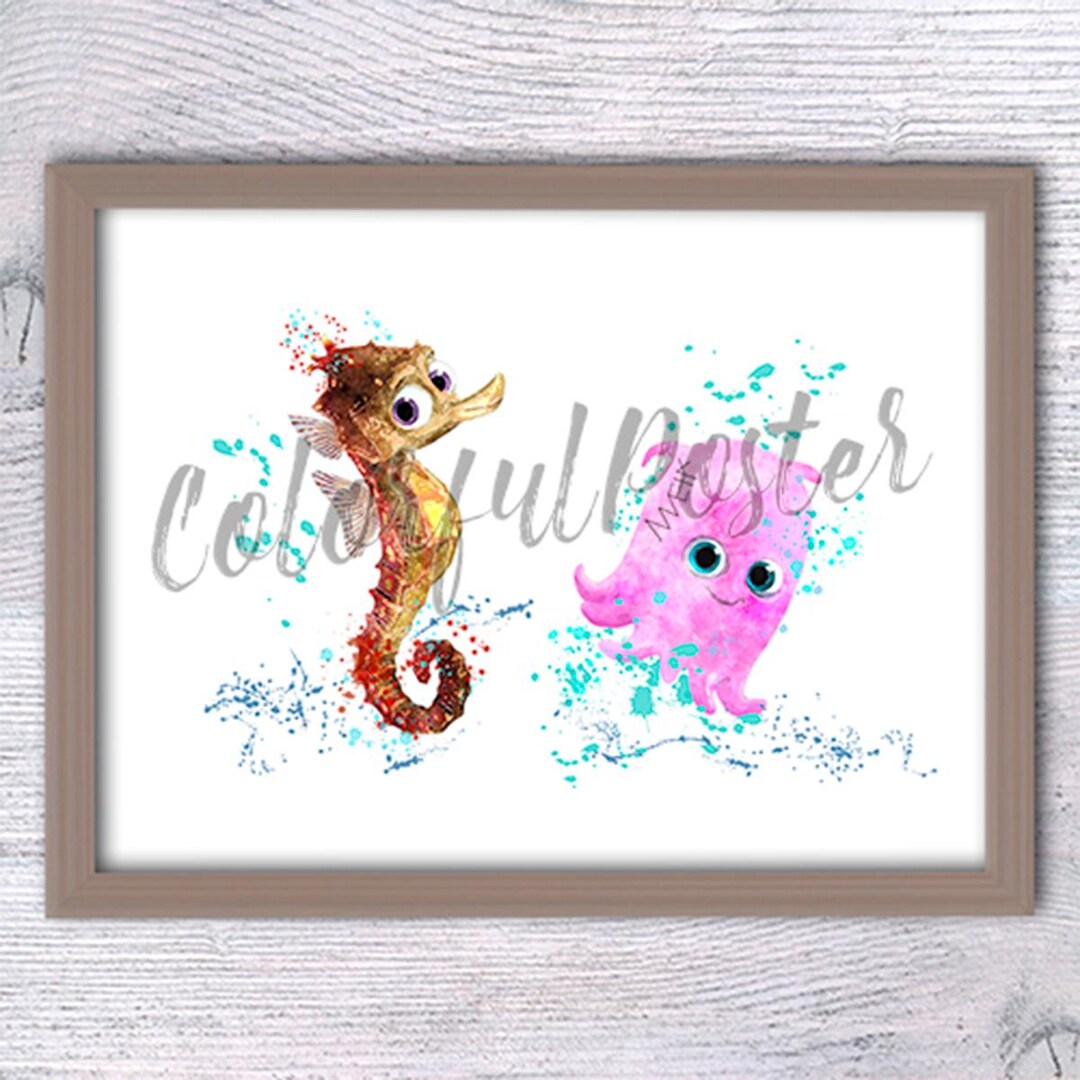 Finding Nemo Print: Sheldon, Pearl, Watercolor Nursery Art V214 - Etsy