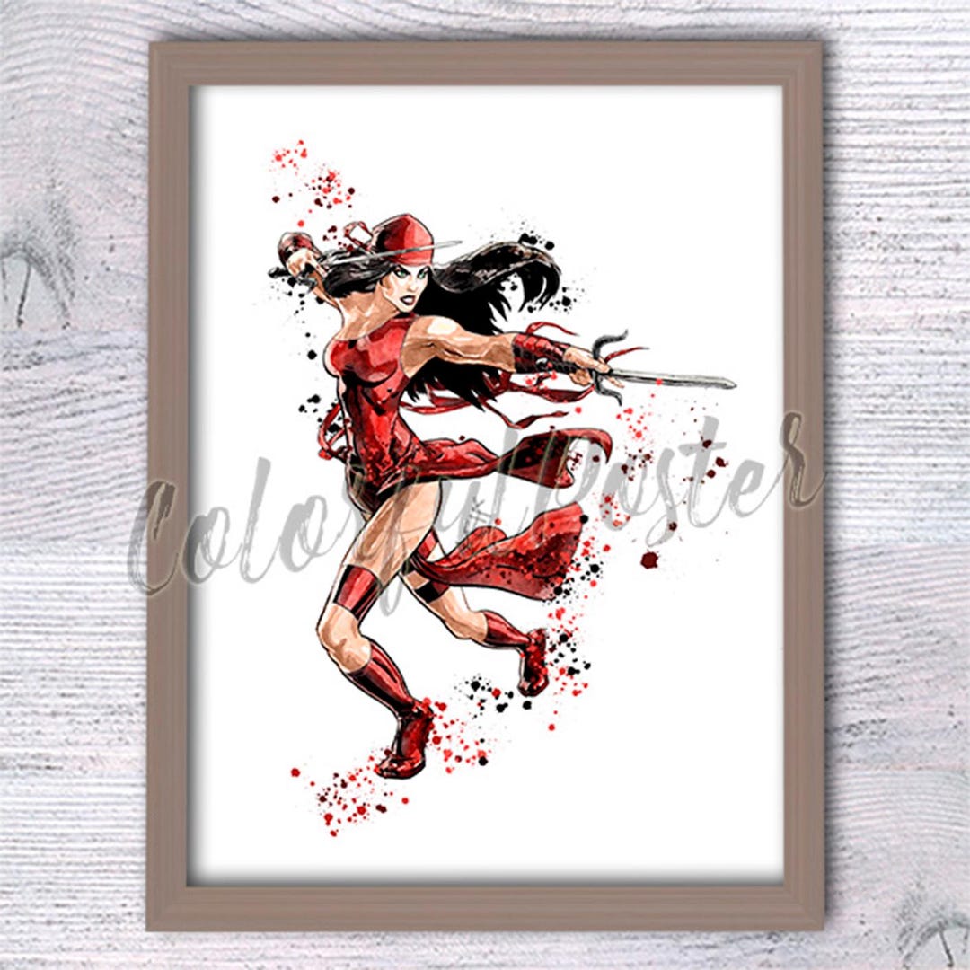 Electra Superhero Print: Female Watercolor Wall Decor V542 - Etsy