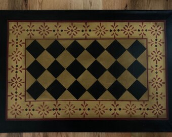 FLOORCLOTH Hand Painted Rug Country Primitive/ 3x4 - Etsy