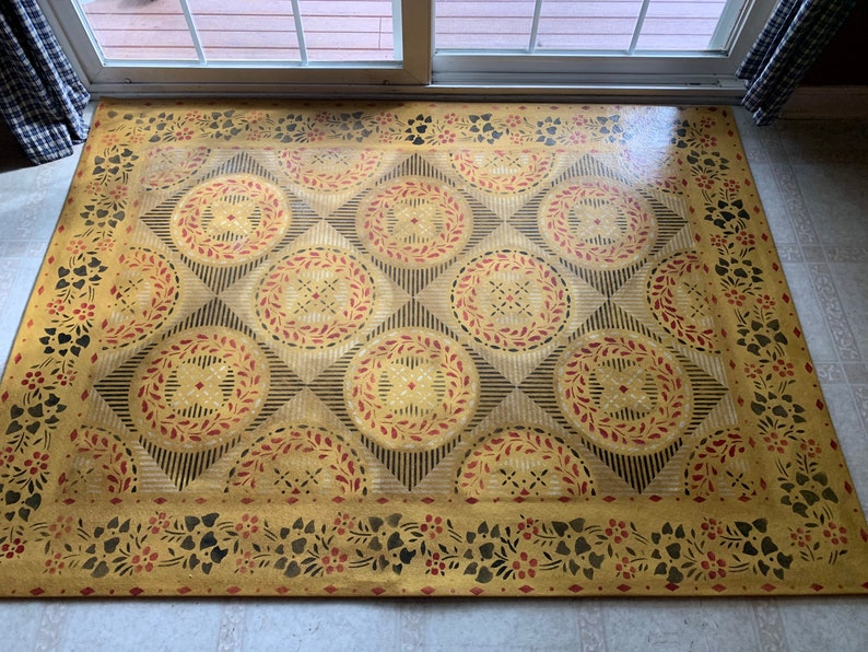 1700s Historic Hand Painted and Stenciled Floorcloth - Etsy