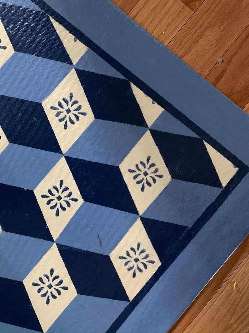 Tumbling Block Design Floorcloth 3' X 5' - Etsy
