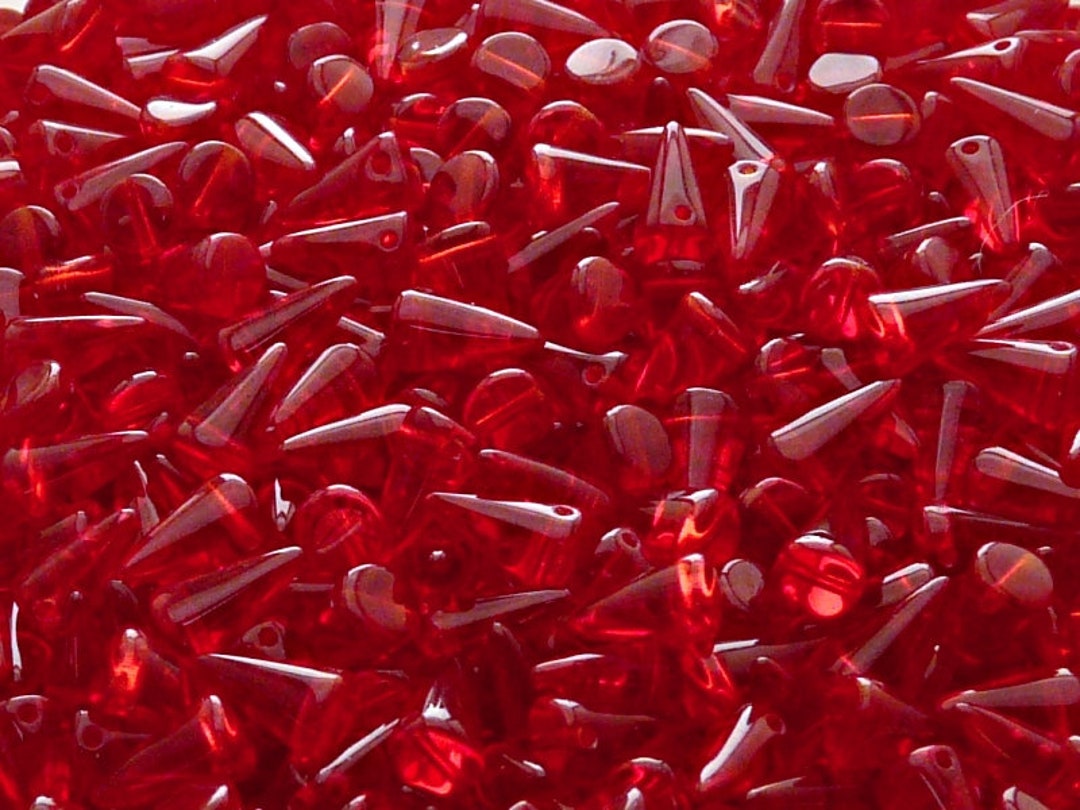 50pcs Czech Pressed Glass Spike Beads 5x8mm Ruby - Etsy