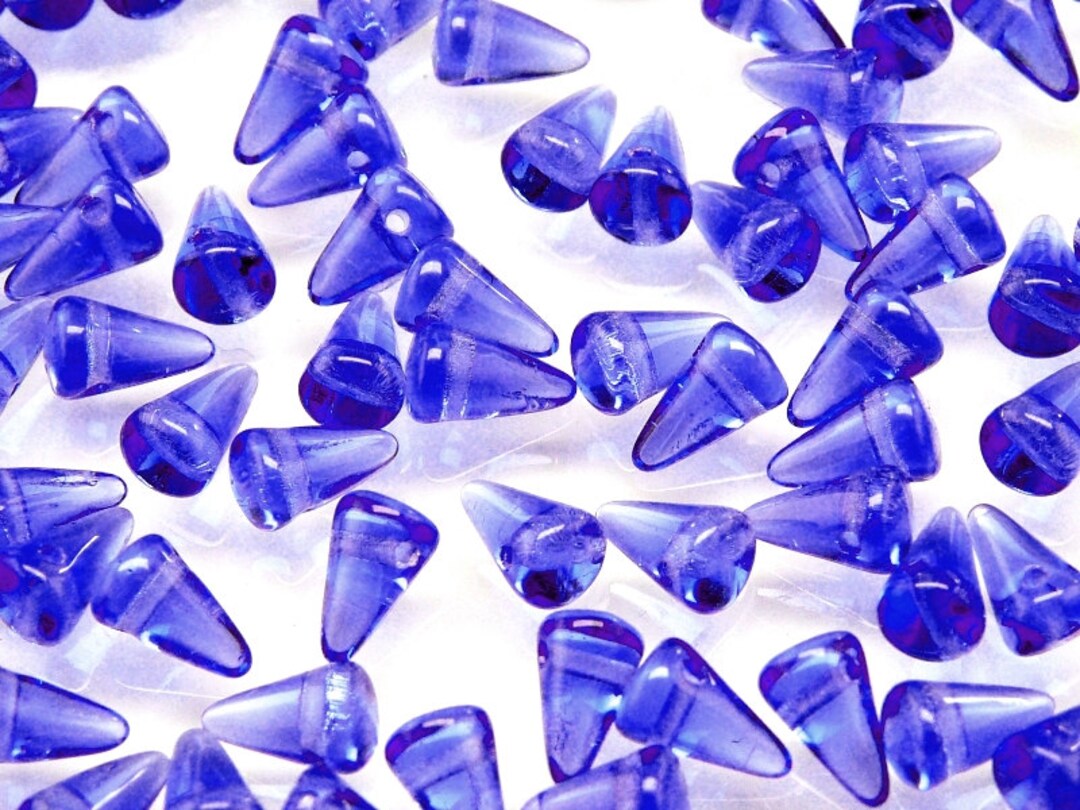50pcs Czech Pressed Glass Spike Beads 5x8mm Blue Aquamarine - Etsy