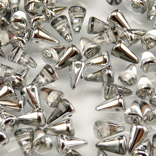 50pcs Czech Pressed Glass Spike Beads 5x8mm Crystal AB - Etsy