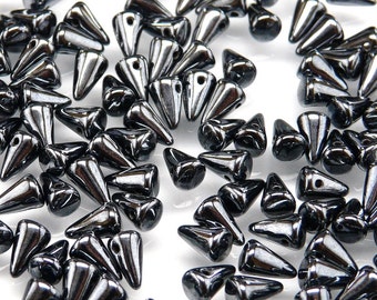 50pcs Czech Pressed Glass Spike Beads 5x8mm Crystal AB | Etsy
