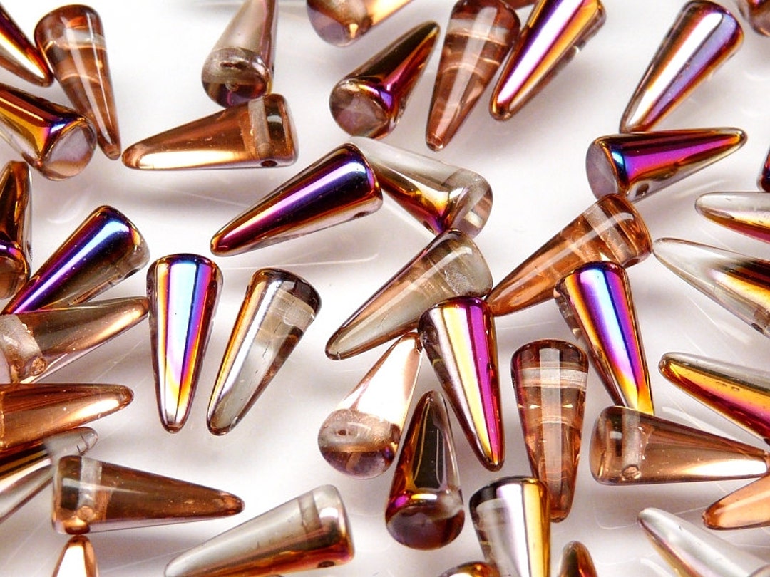 30pcs Czech Pressed Glass Spike Beads 5x13mm Crystal Sliperit - Etsy