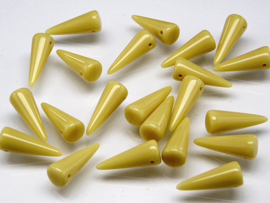 20pcs Czech Pressed Glass Spike Beads 7x17mm Opaque Beige - Etsy