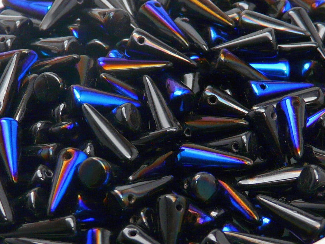30pcs Czech Pressed Glass Spike Beads 5x13mm Jet Azuro - Etsy