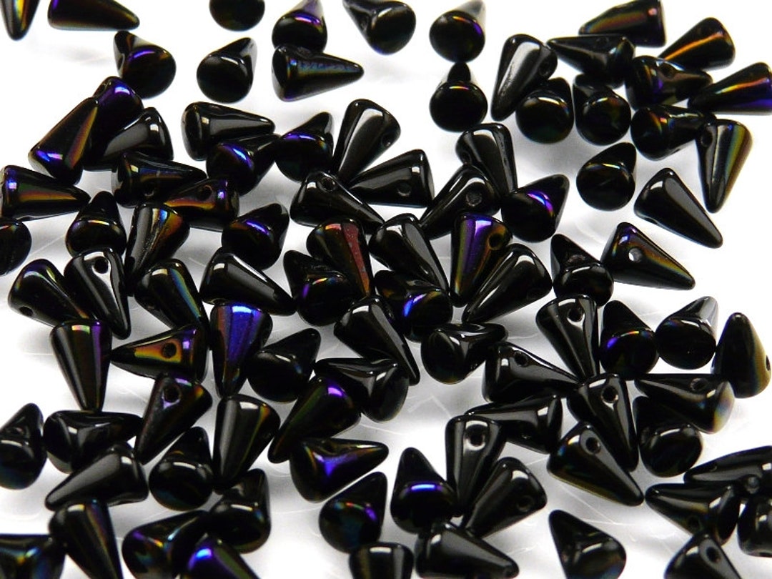 50pcs Czech Pressed Glass Spike Beads 5x8mm Jet Azuro - Etsy
