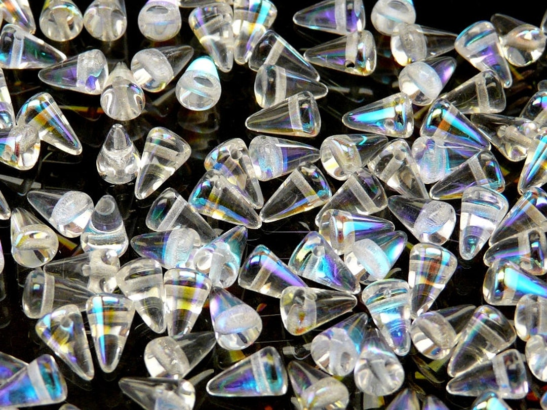 50pcs Czech Pressed Glass Spike Beads 5x8mm Crystal AB - Etsy