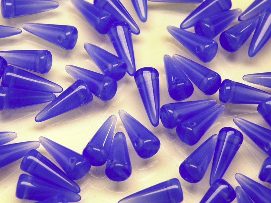 30pcs Czech Pressed Glass Spike Beads 5x13mm Sapphire Opal - Etsy