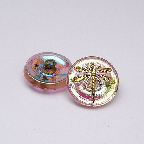 1pc Czech Hand Made Art Glass Button Dragonfly Round 18mm Ruby - Etsy