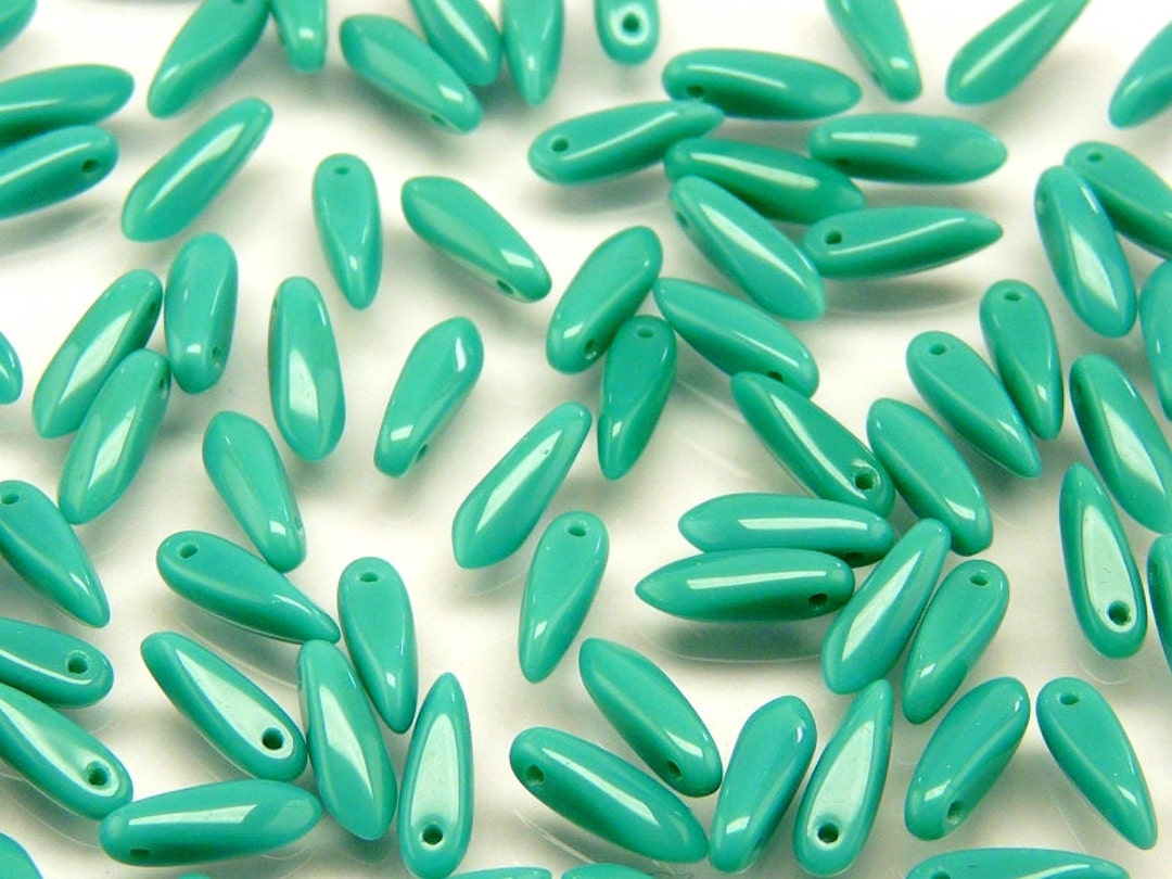 50pcs Czech Glass Dagger Beads 3x11mm Opaque Turquoise Green - Etsy