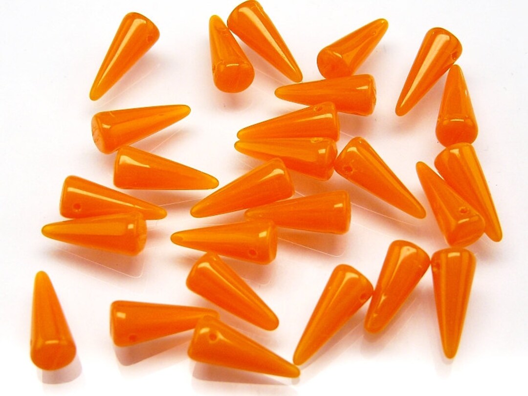 30pcs Czech Pressed Glass Spike Beads 5x13mm Orange Opal - Etsy