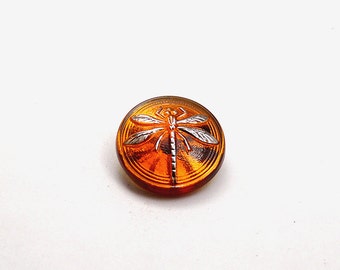 1pc Czech Hand Made Art Glass Button Dragonfly Round 18mm Ruby - Etsy