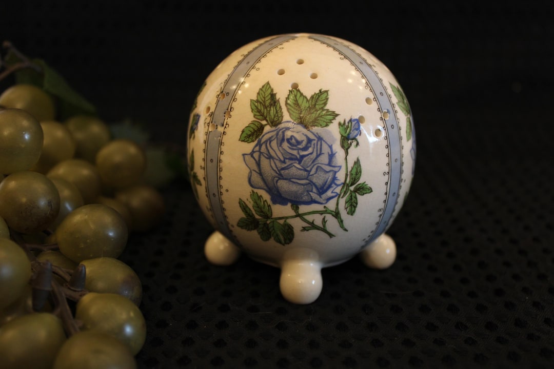 Vintage Blue Rose Ceramic Potpourri Ball - Pomander, Sachet - Etsy