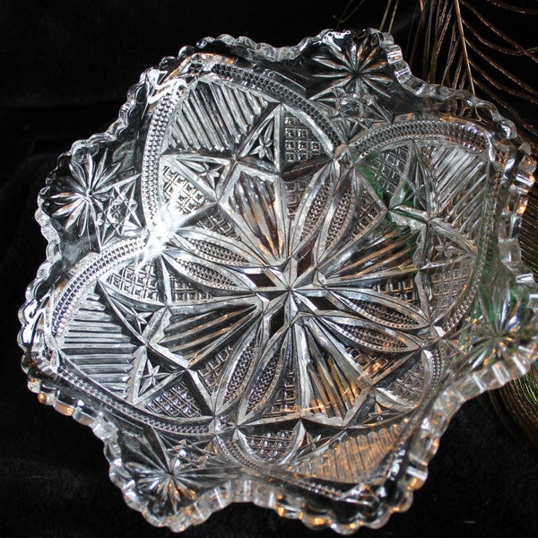 Antique Glass Bowl Star Pattern - Etsy