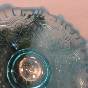 Antique Jefferson Glass Blue Opalescent 8.25" Ruffled Bowl - Many Loops ...