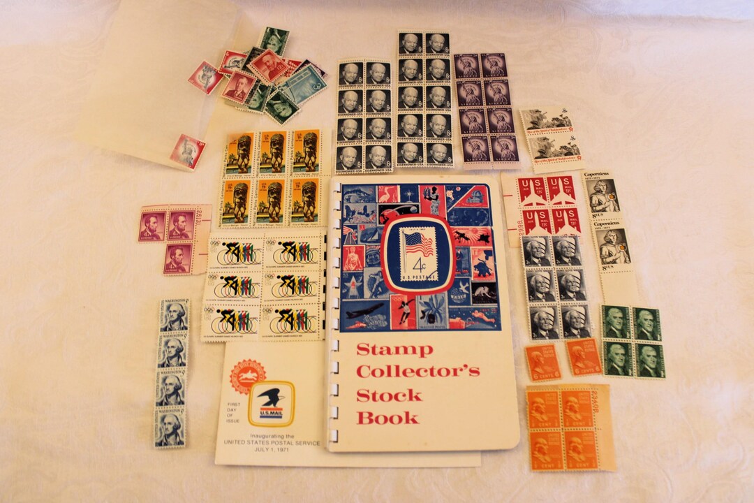 Collection of USPS Stamps in Stock Book - Includes All Stamps in Photos ...