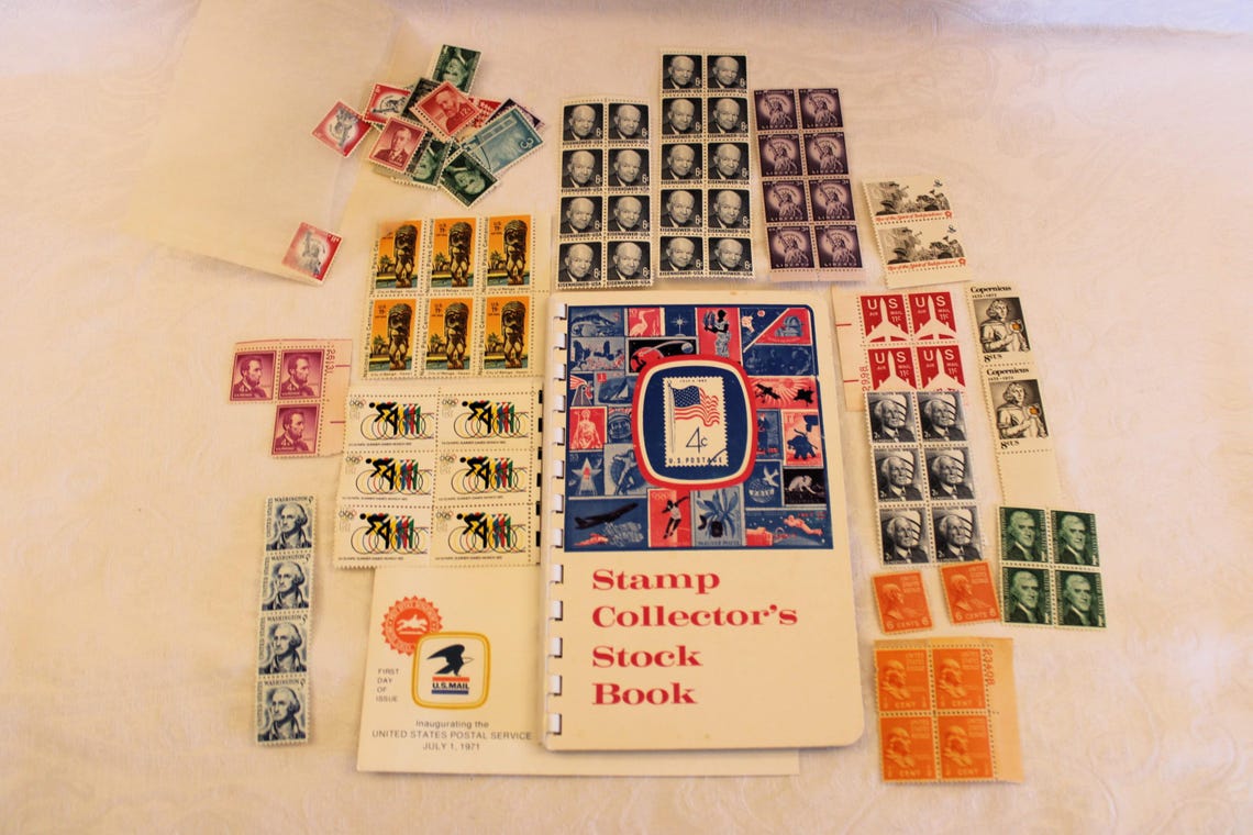 Collection of USPS Stamps in Stock Book - Includes All Stamps in Photos ...