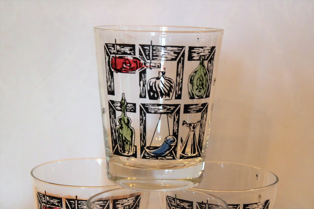 Set of 4 Vintage Glass 12 Ounce Double Old-fashioned Tumblers - Old ...