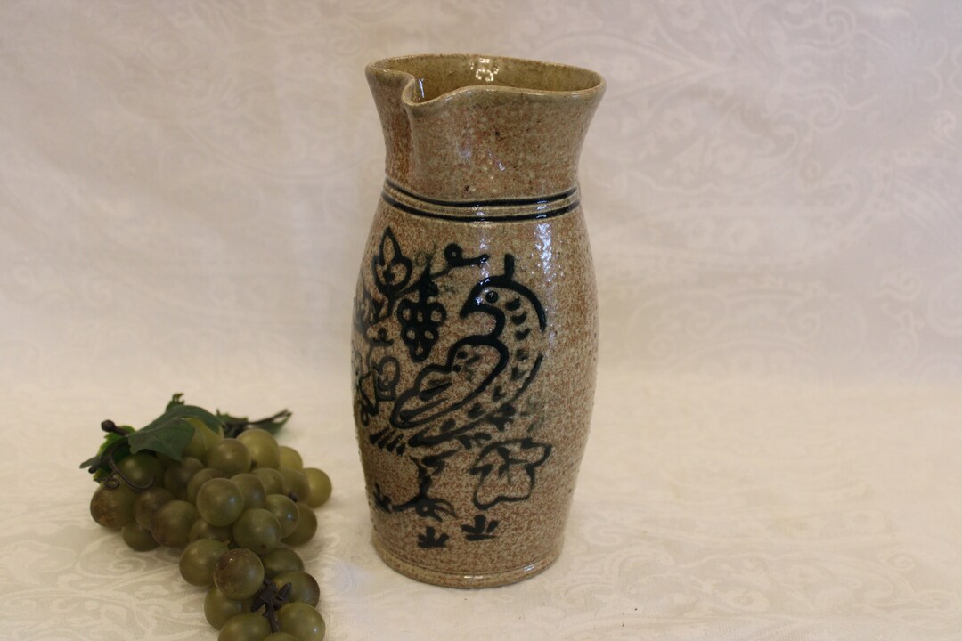 Guernsey Ohio Salt O Thee Earth Stoneware One Quart Pitcher - Teal Hand ...