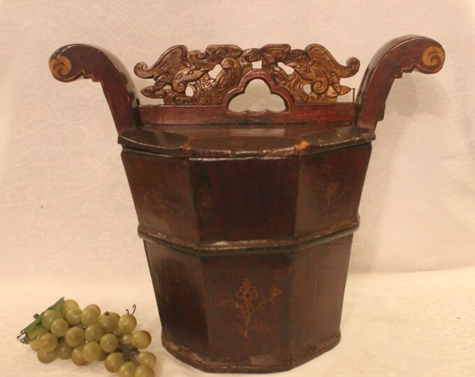 Antique Chinese Wooden Field Bucket or Tea Kettle Caddy With - Etsy