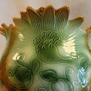 Vintage Blakeney Pottery Jardiniere on Pedestal - Peacock Design With ...