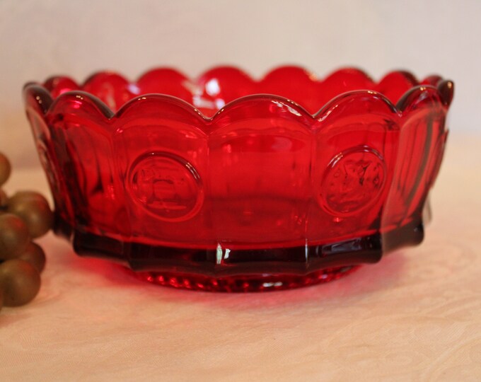 Lancaster Colony Ruby Red Glass Coin Pattern 7.5 Bowl in Excellent ...
