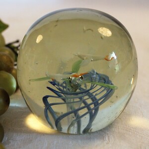 Vintage Glass Paperweight With Geese in Flight and Blue Swirl - Murano ...