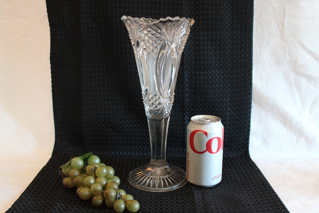 Antique EAPG Mckee Glass 12" Trumpet Vase - OMN Jubilee Pattern, Circa ...