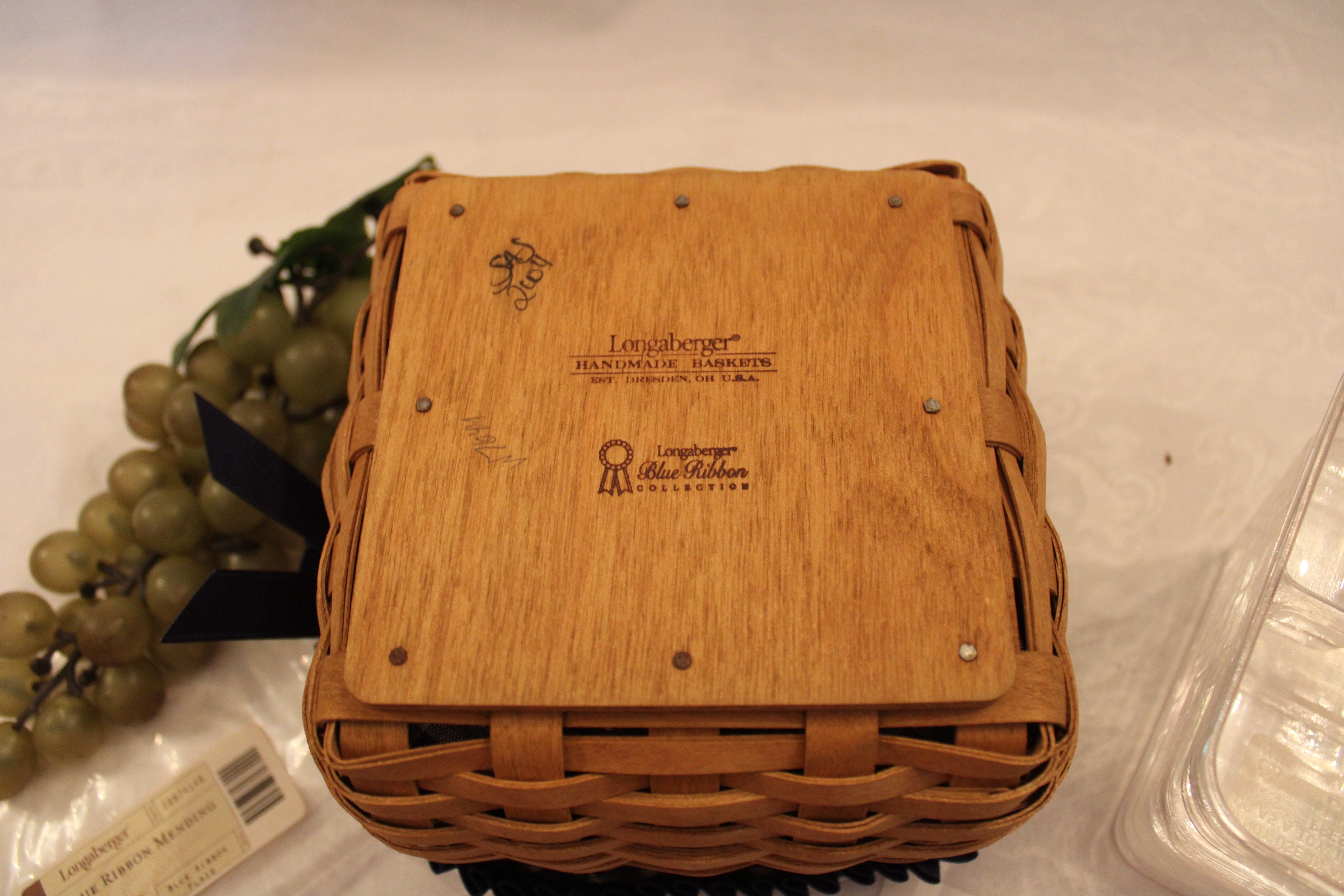 Longaberger Blue Ribbon Sewing or Mending Basket with Pin | Etsy