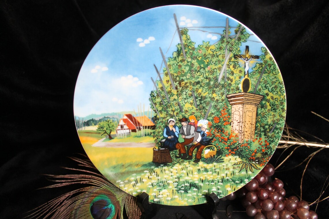 Elfi Dorn Hand Painted Farm Scene Decorative Plate - Bareuther ...