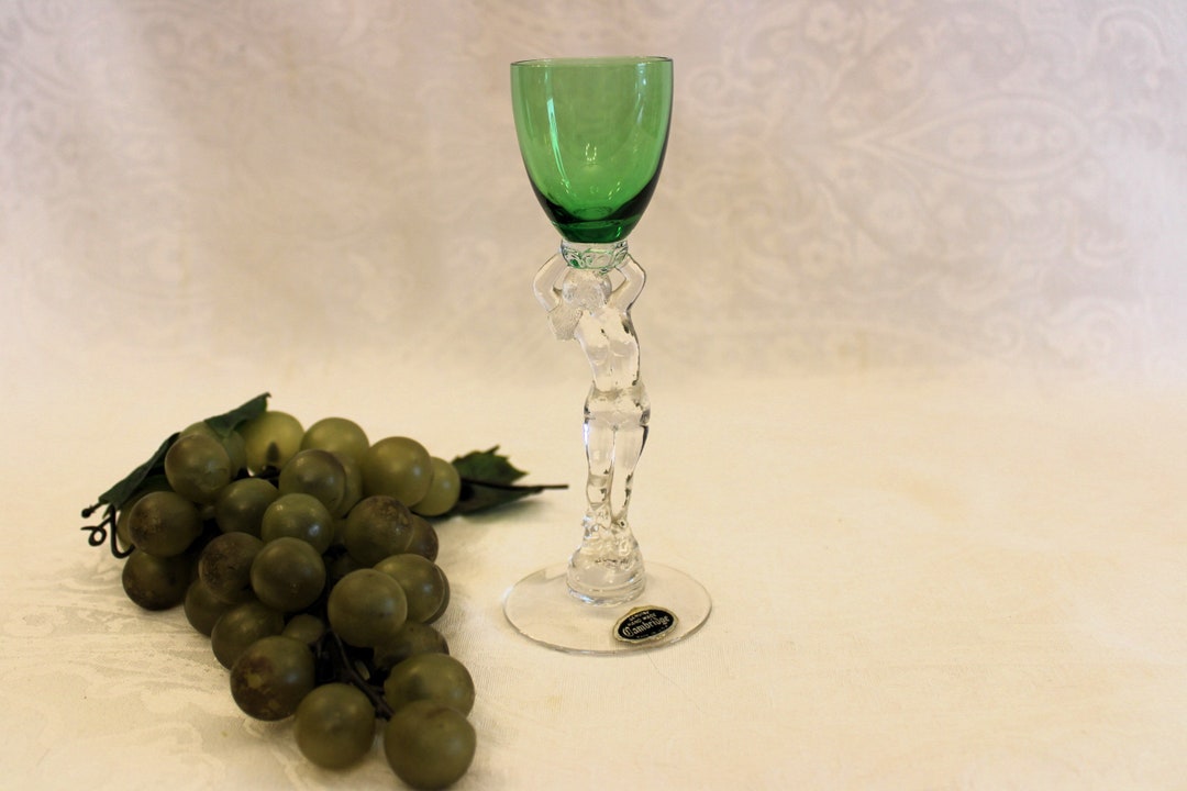 Antique Cambridge Glass Nude Cordial or Brandy Stemmed Glass Forest Green, Excellent Condition ...