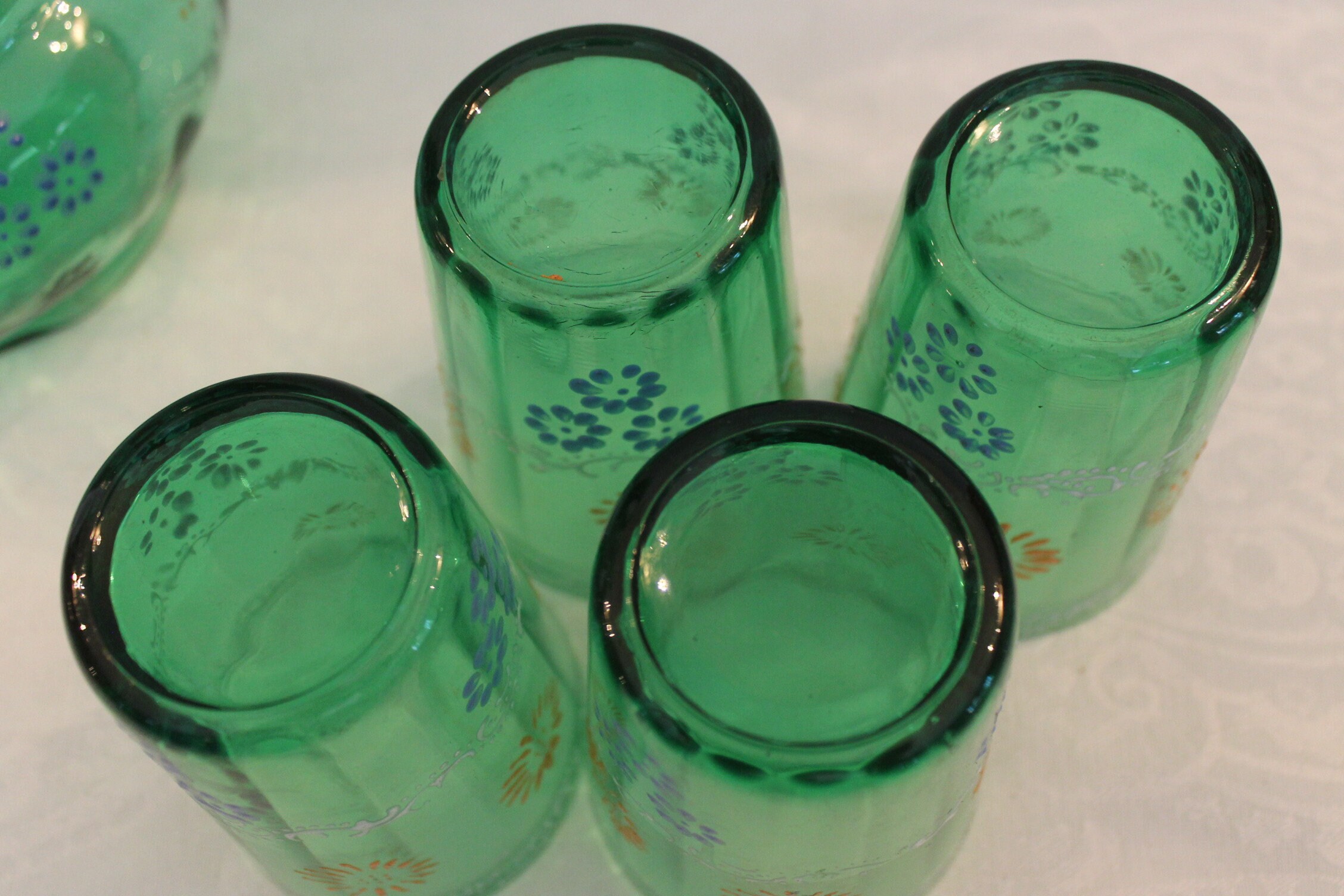 Antique Northwood Glass Lemonade Pitcher Set With 4 Tumblers - Hand ...