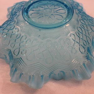 Antique Jefferson Glass Blue Opalescent 8.25" Ruffled Bowl - Many Loops ...