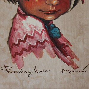Running Horse 11" by 15" Lithograph - Monteague Flagg, Native American ...