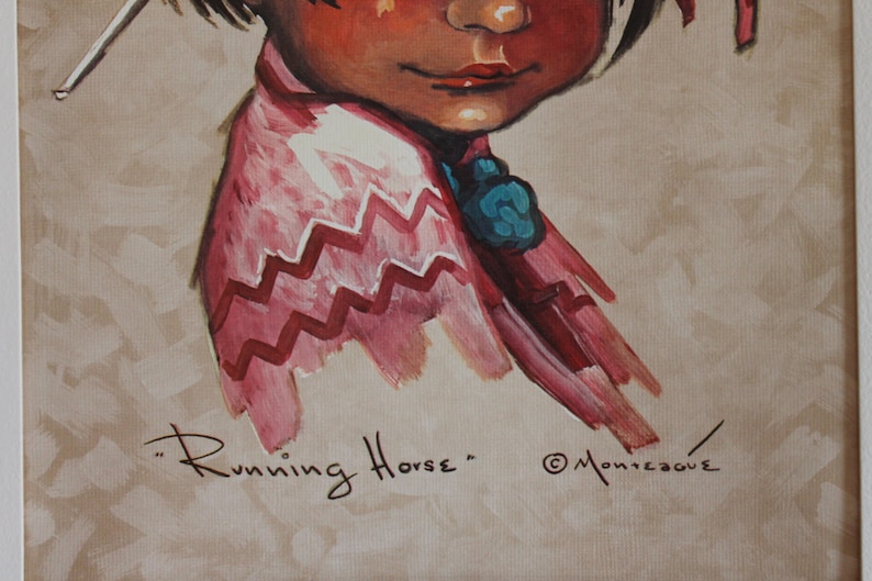 Running Horse 11" by 15" Lithograph - Monteague Flagg, Native American ...