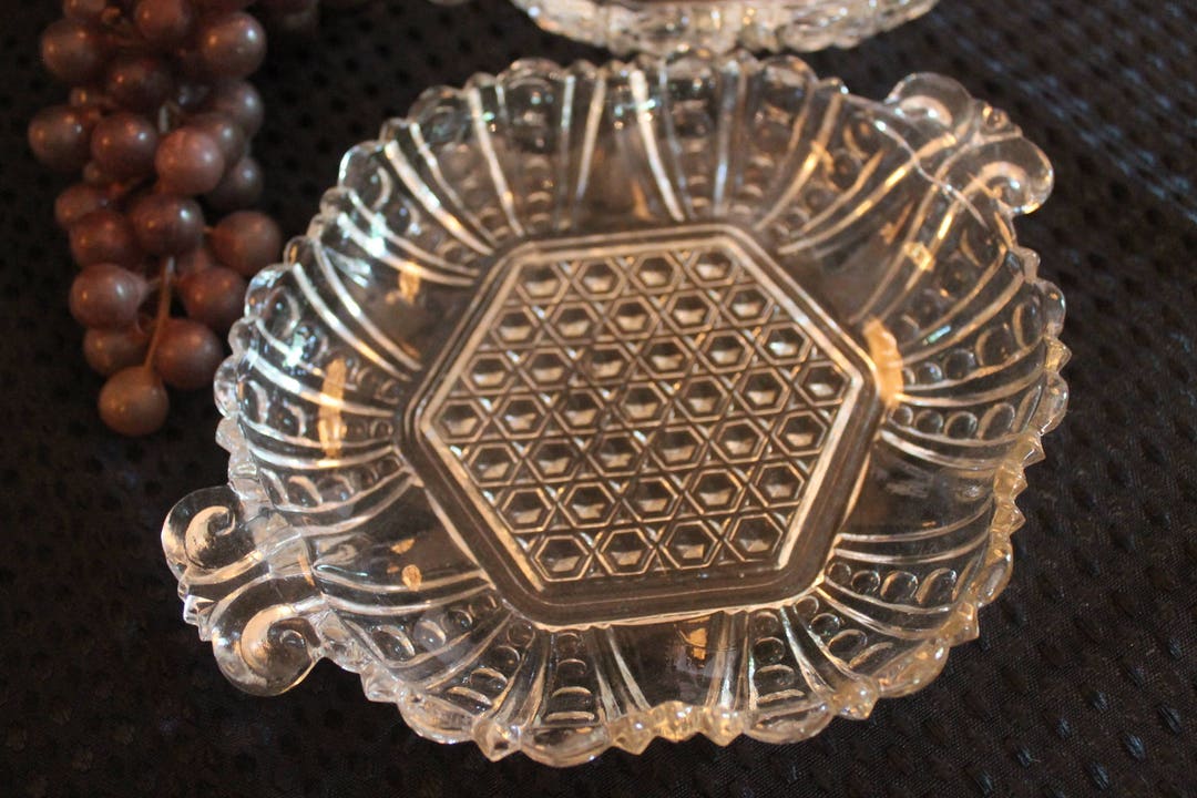 Set of 2 Anchor Hocking Depression Era Handled 6.5" Clear Glass Trays ...