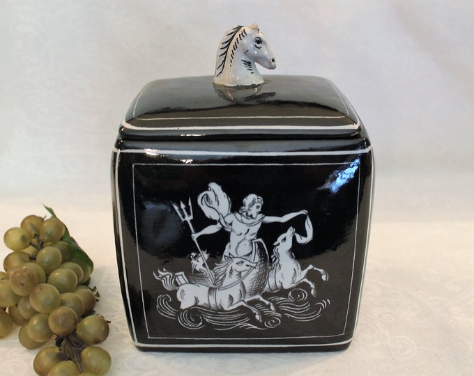 Beaufitul Vintage Italian Ceramic Box With Neptune... the Mythological ...