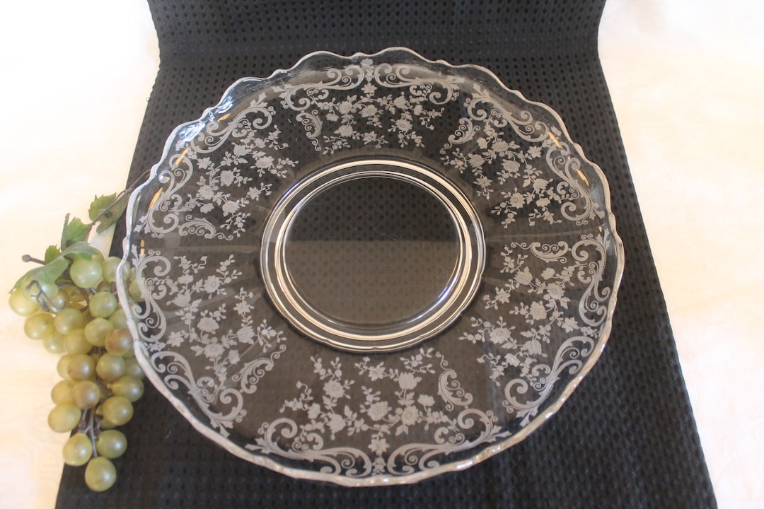 Vintage Cambridge Glass 14.5" Rolled Edge Torte Platter - Chantilly ...