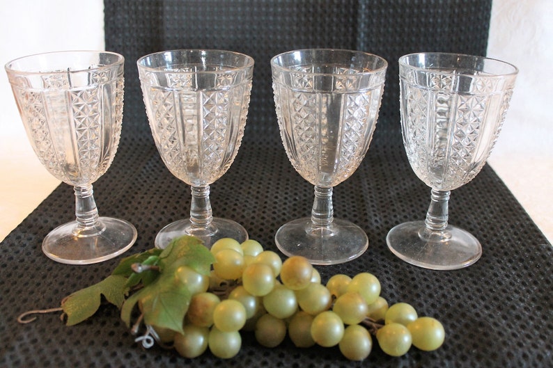 Set of 4 EAPG Campbell Jones & Co. Goblets No. 83 Diamond | Etsy